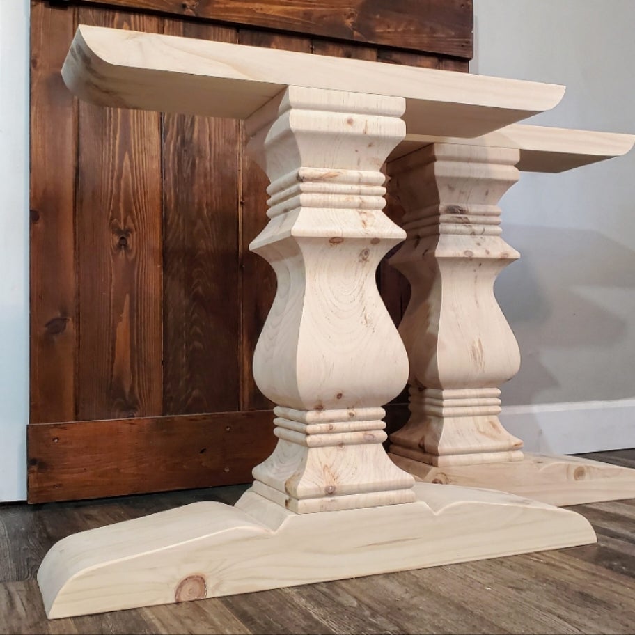 Dining Table Pedestals- Unfinished Wood Table Legs | Wooden Trestle ...