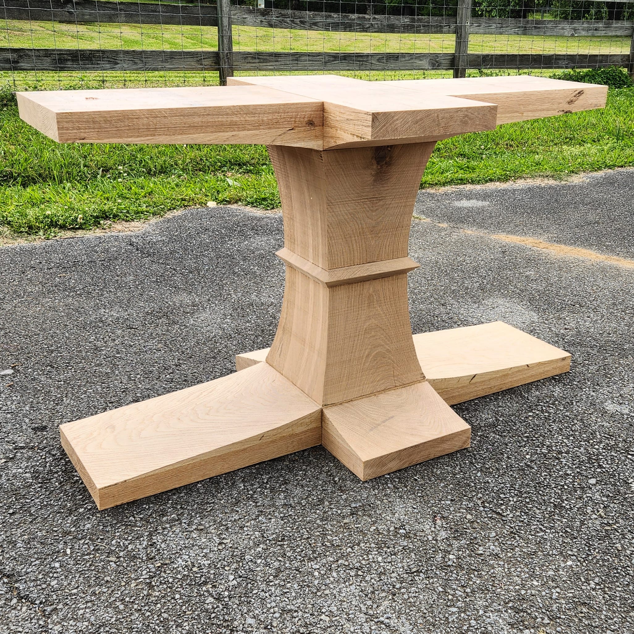 Single Wood Pedestal Base | Wooden Trestle Dining Table Pedestals by ...