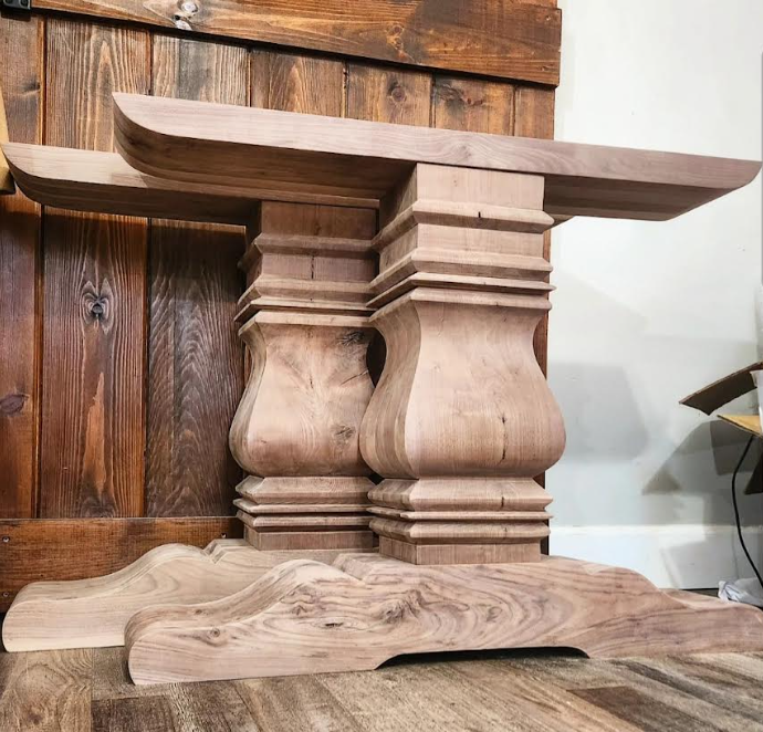 Modern Farmhouse Trestle Dining Table Pedestal Base The Charleston Set of 2 Solid Wood Legs Timeless Elegant Oak Walnut Maple Poplar Wooden Trestle Dining Table Pedestals by Ray Brothers Woodwork