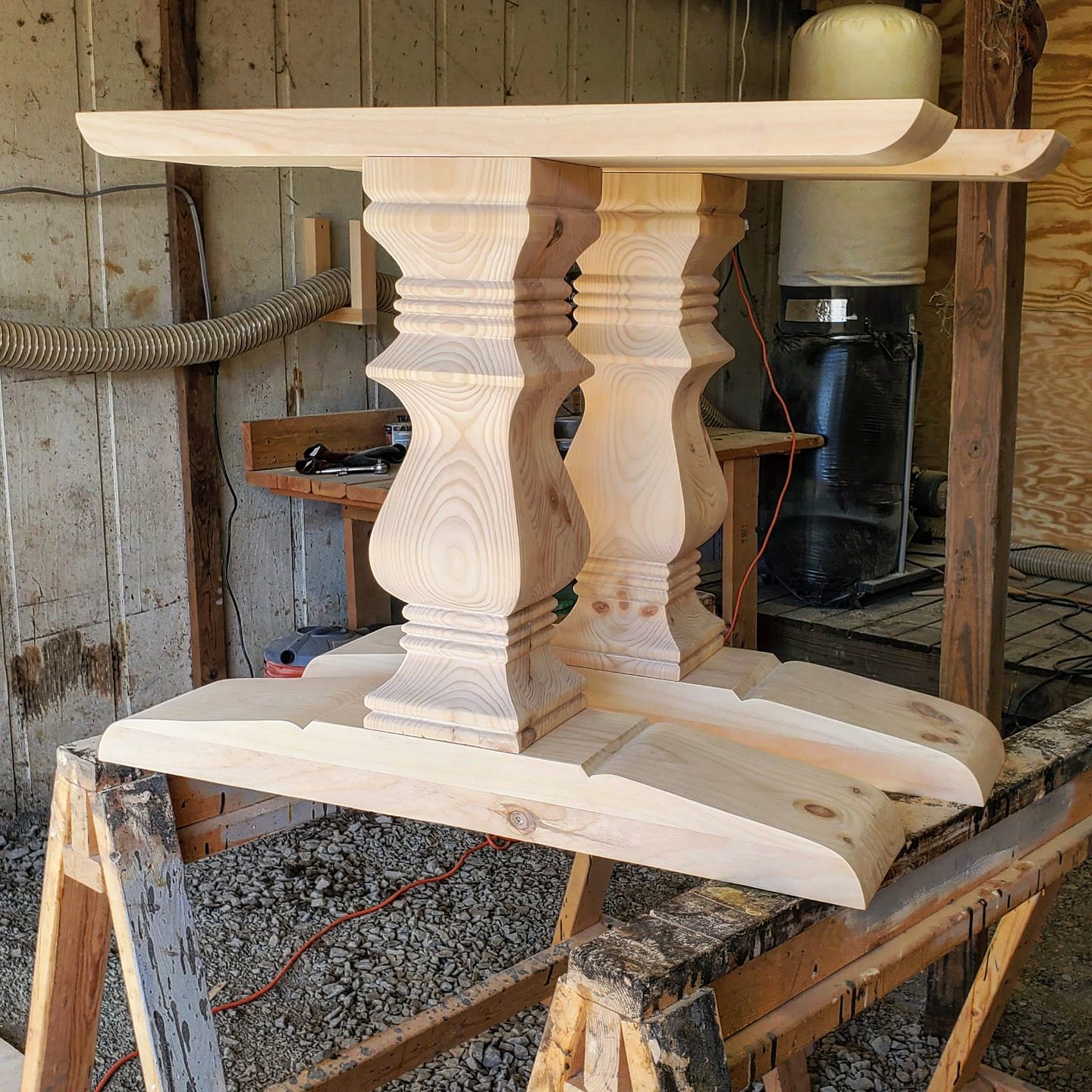 Dining Table Pedestals- Unfinished Wood Table Legs | Wooden Trestle ...